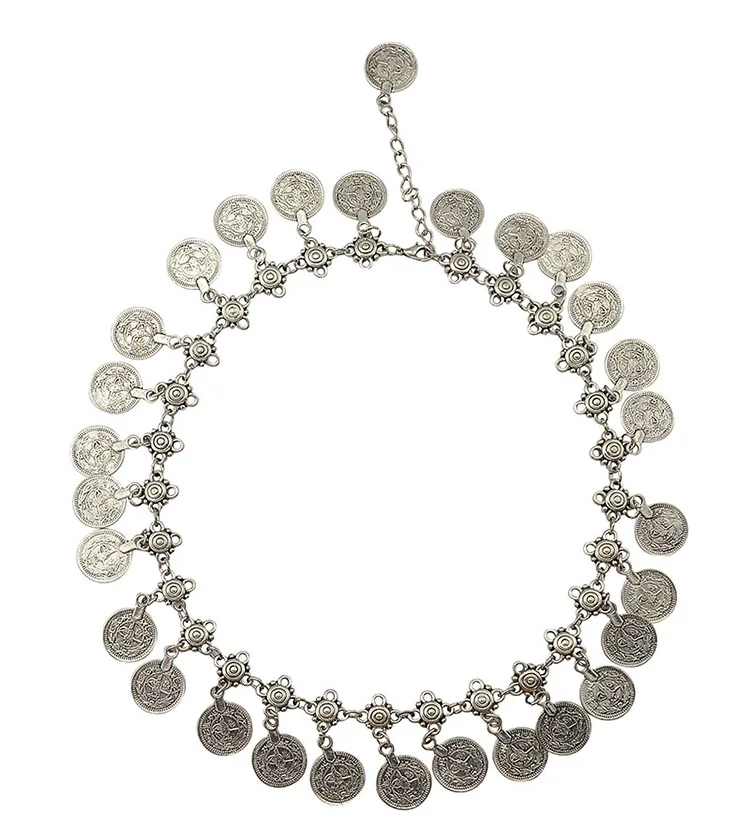 Ruigang Blume Kind Silber Munze Handmade floral design Boho Gypsy Beachy Ethnic Tribal Turkische Halskette Alibaba