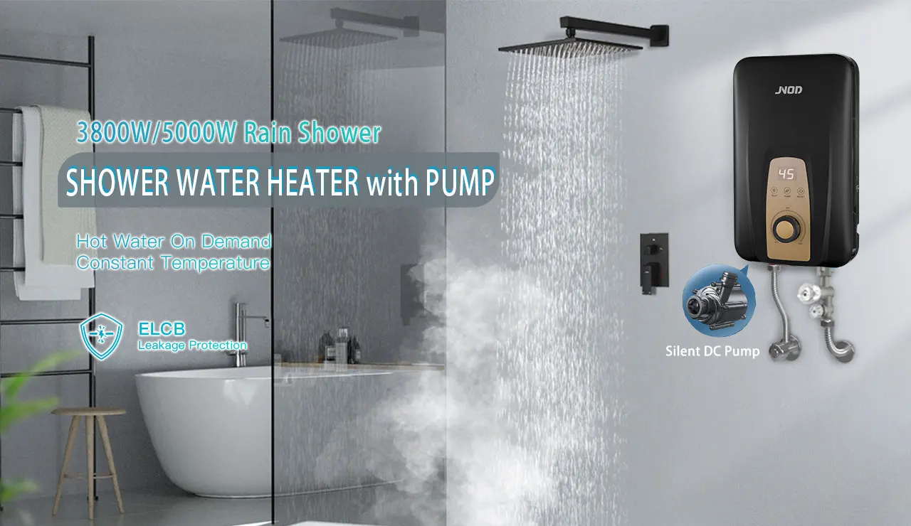 Built-in Booster DC Pump Instant Portable Tankless Electric Shower Hot ...