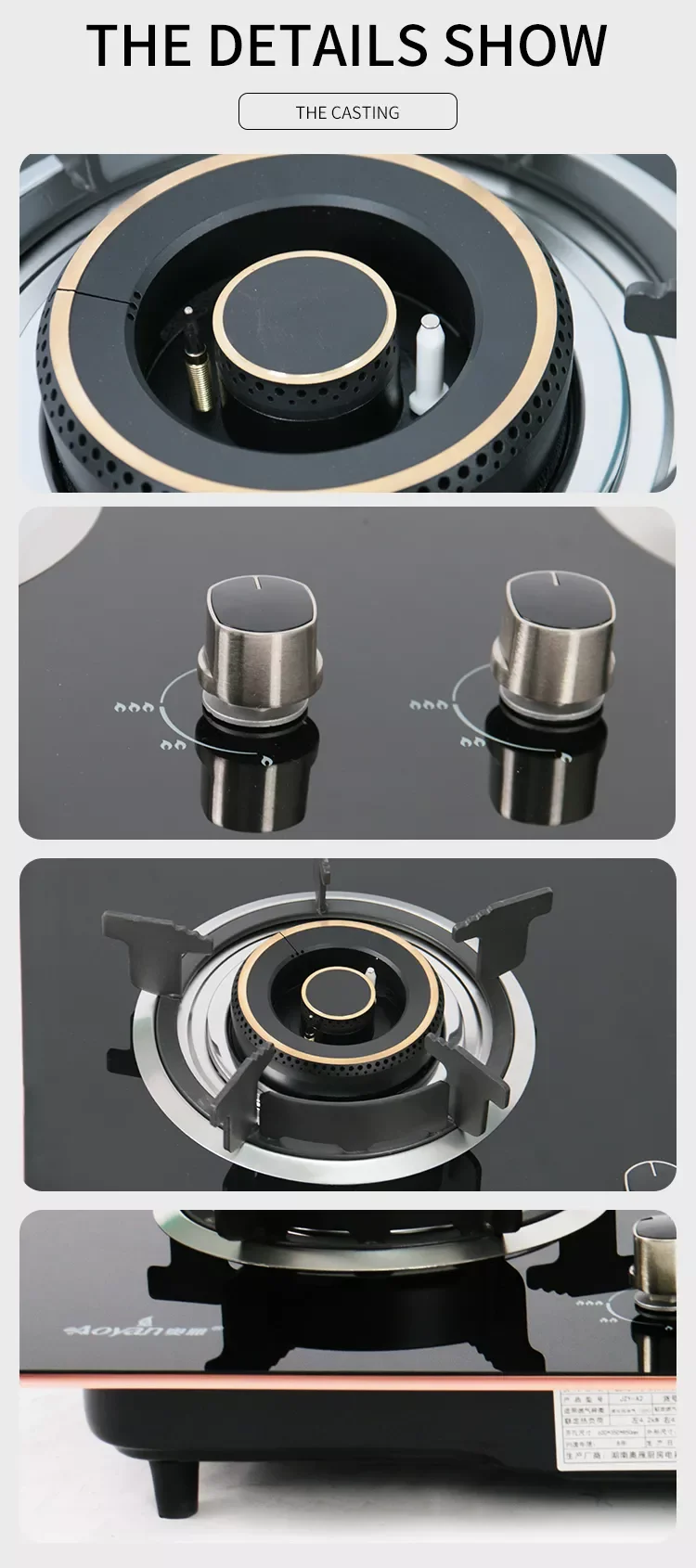 Auto Ignition Gas Cooker Burner Black Tempered Glass Table Gas Cooker ...