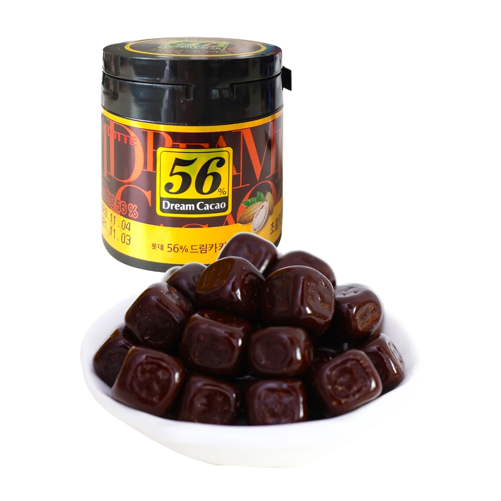 Korean Lotte Black Chocolate cube 90g Exotic Snack with 56% Cocoa Beans ...