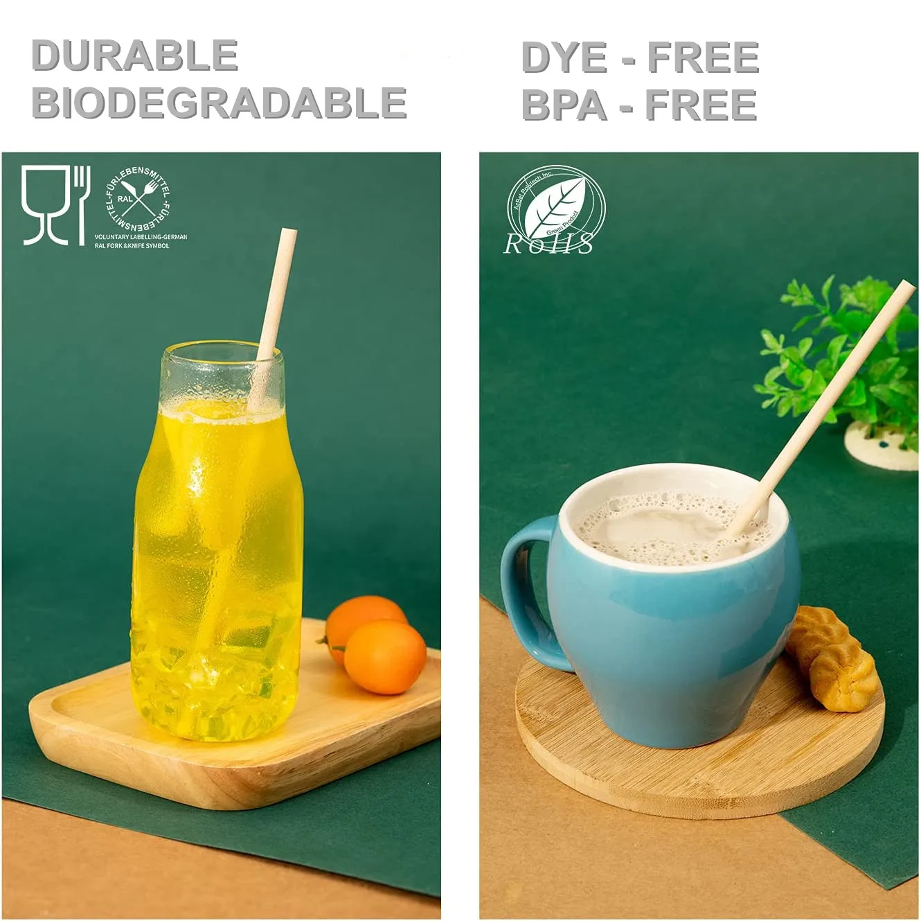 Customized Logo Straws Eco Disposable Bamboo Fiber Straw Drinking - Buy ...