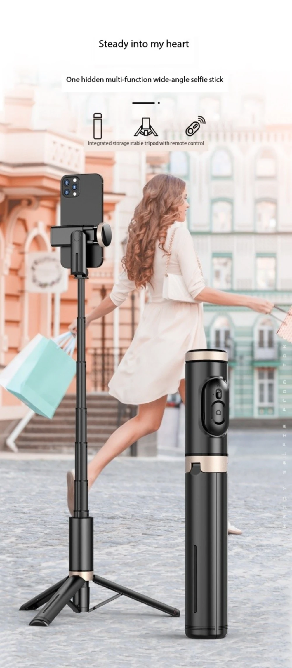 Q12s Mobile Phone Bluetooth Selfie Stick Rotating Fill Light Hidden All ...