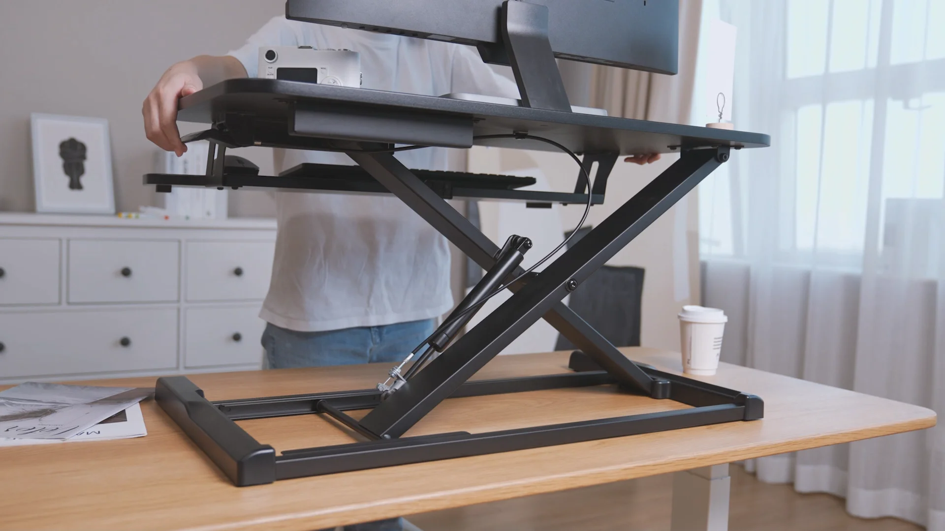 Desktop Riser Workstation Customizable Height Adjustable Stand Up Gas ...