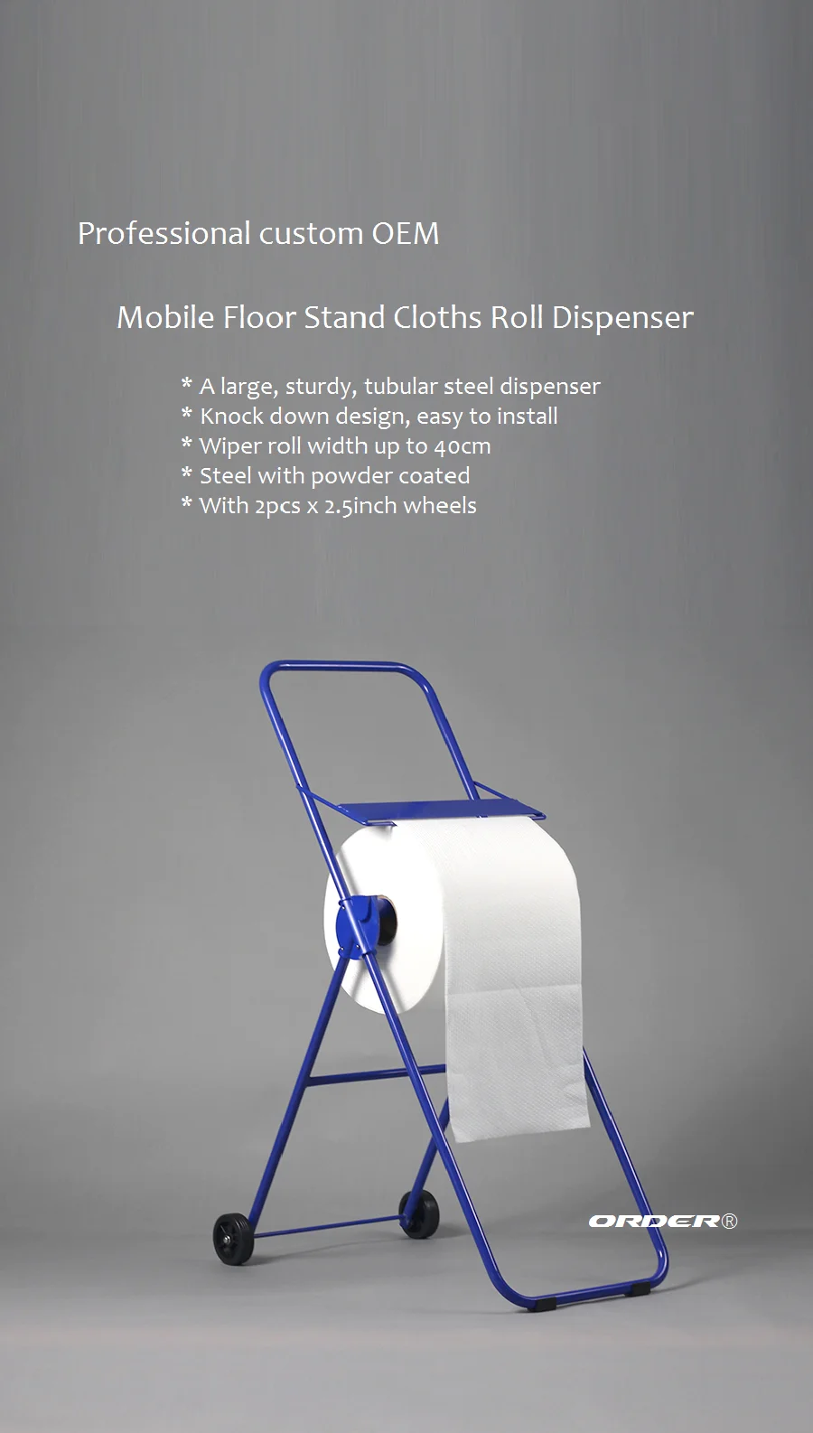 Steel Mobile Floor Stand with Blue Powder Coating Large Roll Cloth ...
