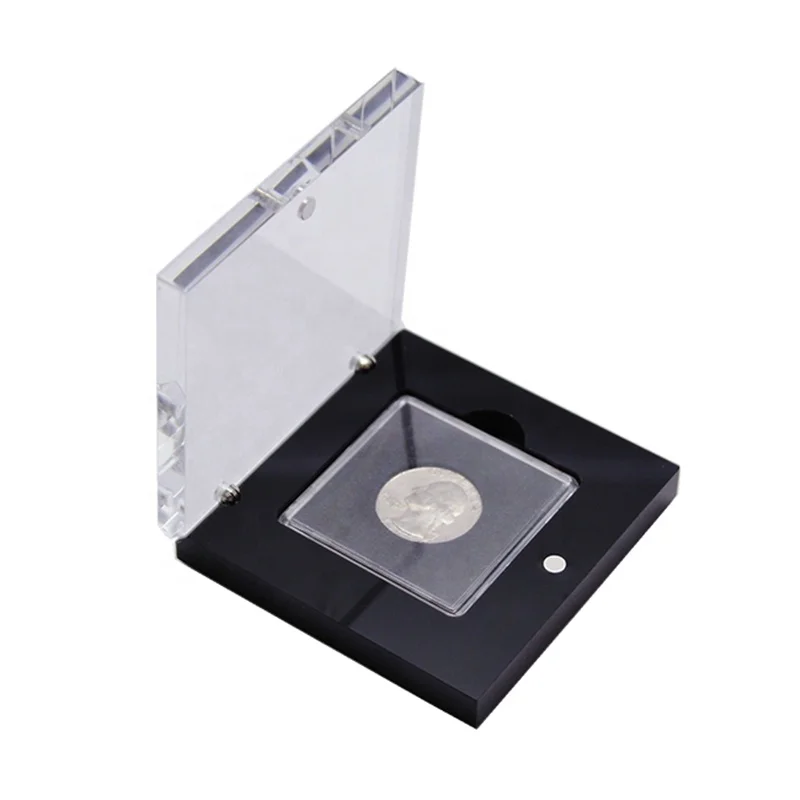 Shiny Polishing Acrylic Magnet Coin Display Stand Laser Logo Acrylic ...