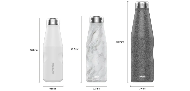 HAERS Double Walled Vacuum Flask - Insulated Sports Water Bottle