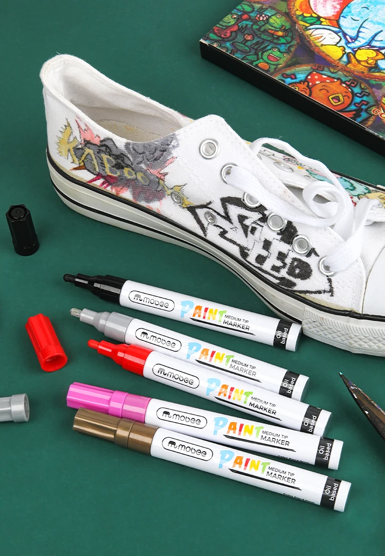 Mobee P-862a Low Odour Waterproof Paint Marker Of 12 Customized Paint ...