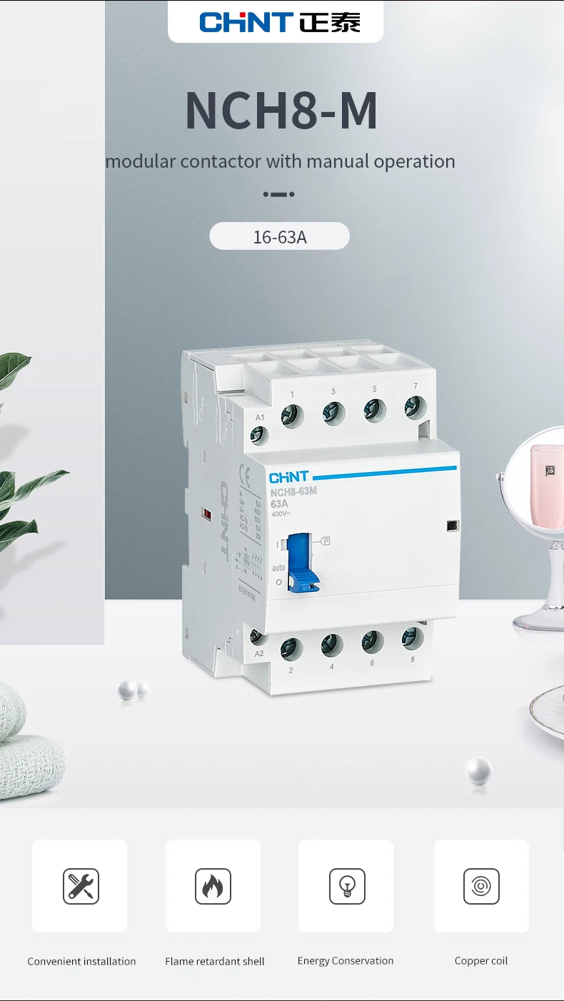 Chnt NCH8-M Modular Contactor 16-63A for AC Units - Single Pole, Manual ...