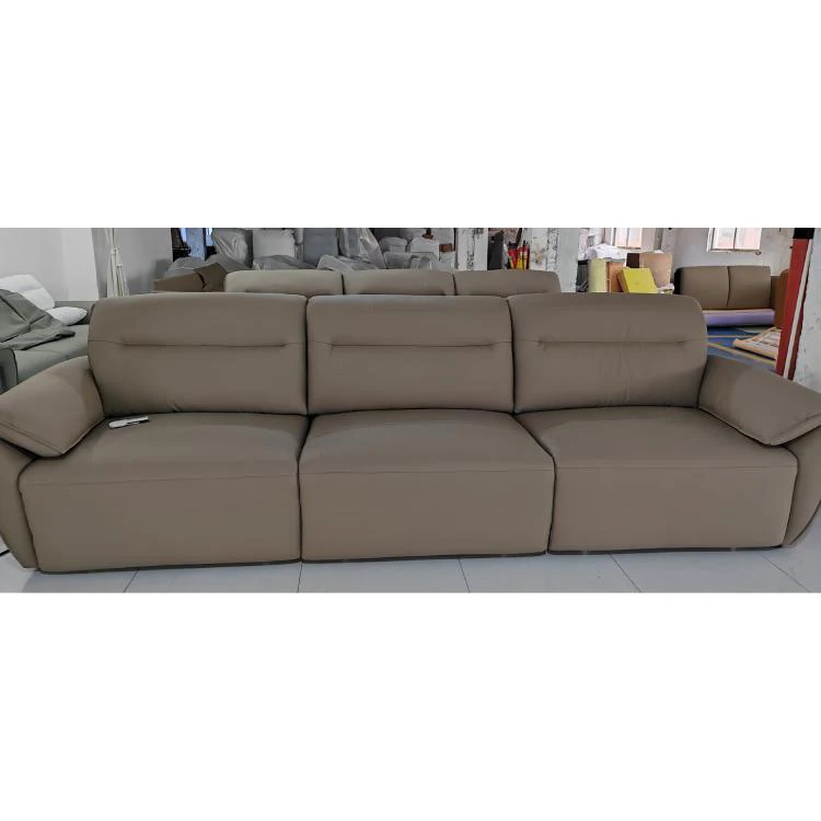 Modern Electric Recliner Sofa Bed Cowhide 3 Seater Electric Retractable ...