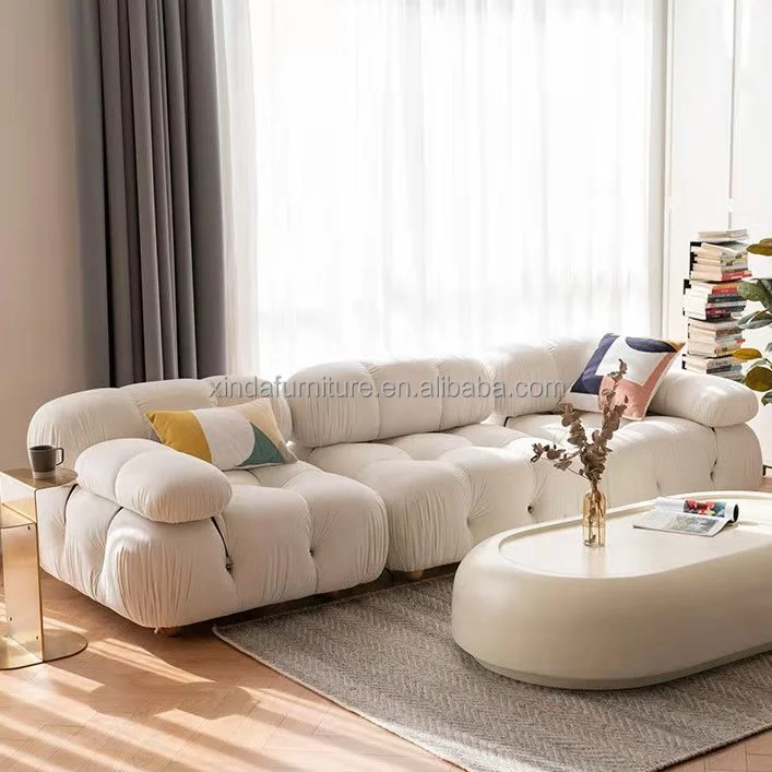 Nordic Lounge Furniture L Shape Modular Sofa Sectional Couch Set Modern ...