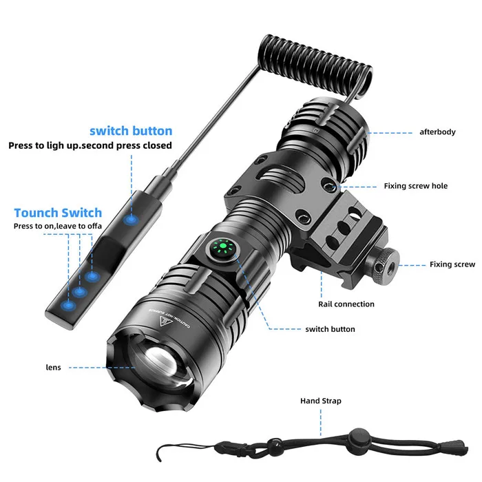 High Power 30w White Laser Tactical Led Flashlight Type-c Rechargeable ...