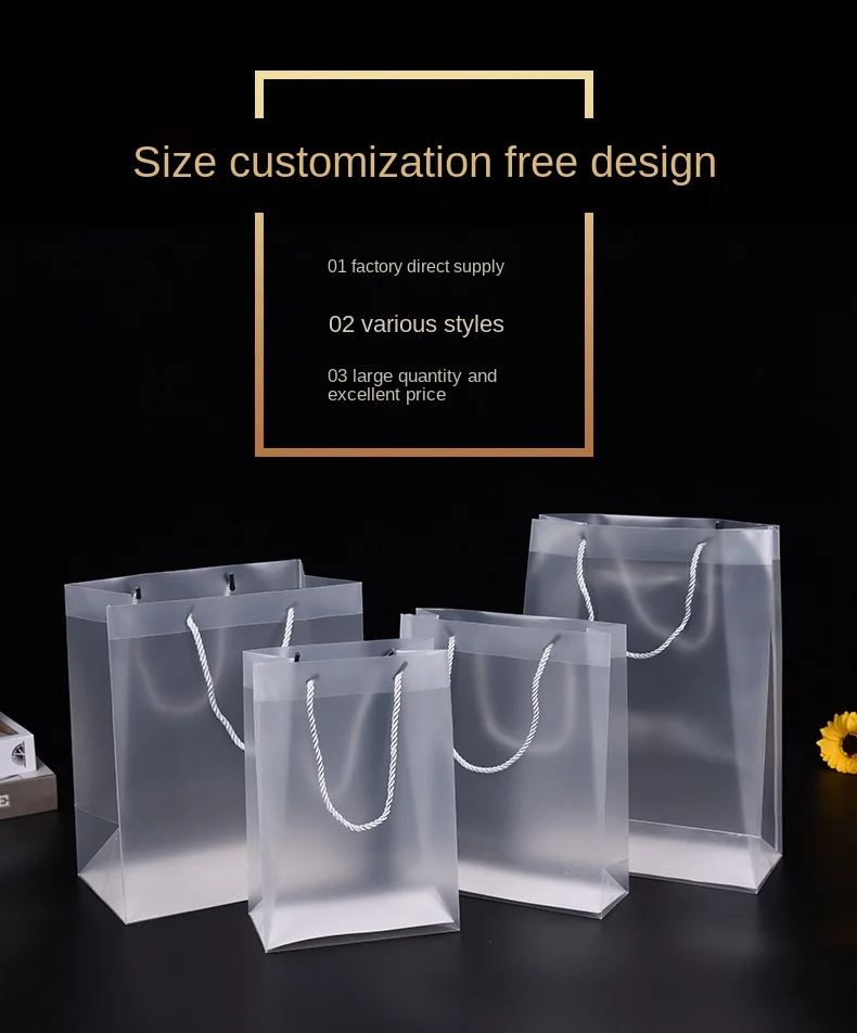 Polypropylene Pp Plastic Frosted Pvc Transparent Tote Shopping Bags ...