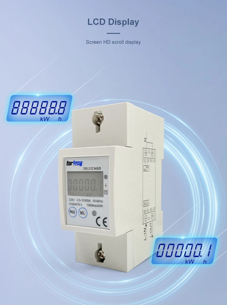 Power Meter Data Logger kwh Meter Forlong 80A M-bus Single Phase DIN ...