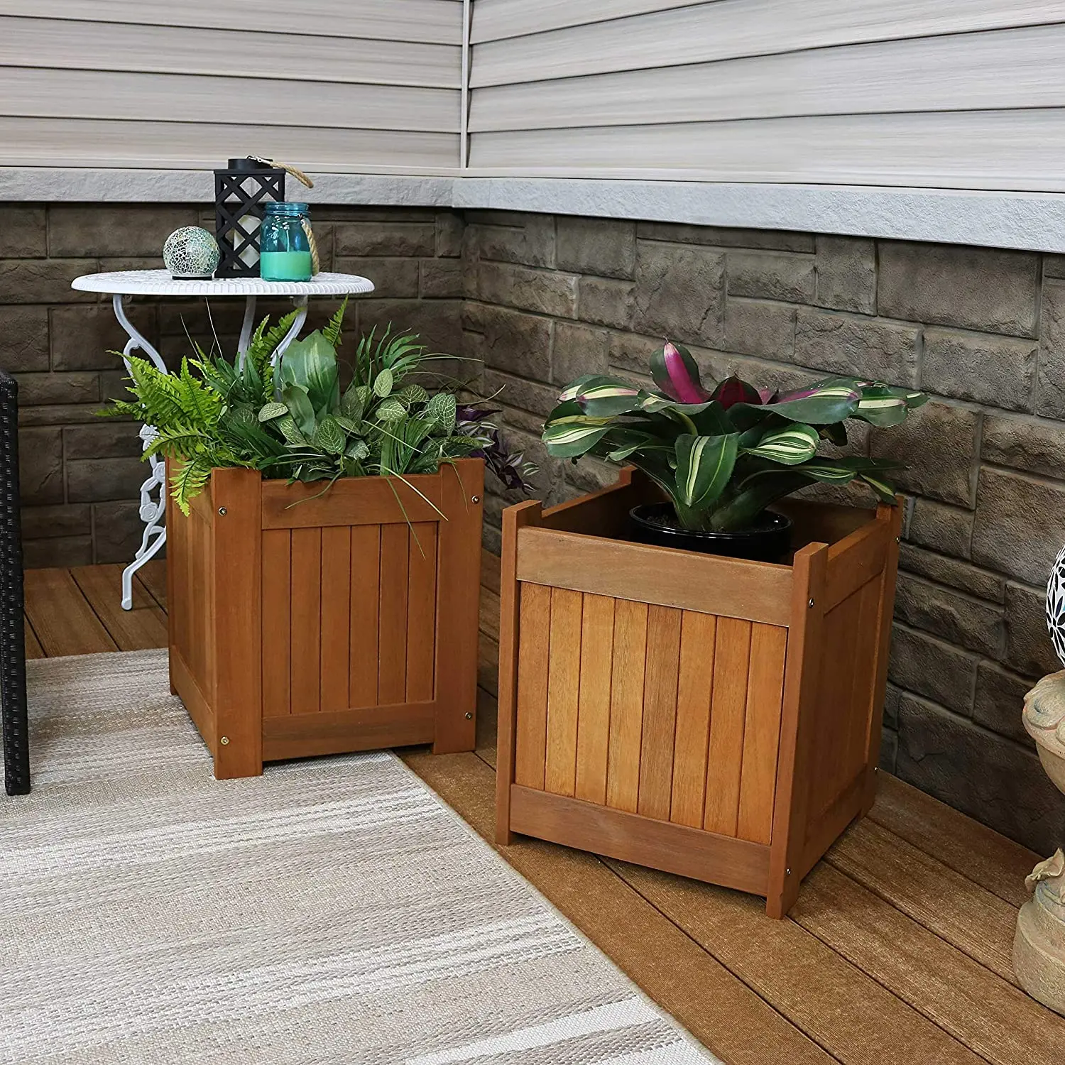 Indoor Planters Fluted Teak Wood Planter Teak Root Planter Natural Wood ...