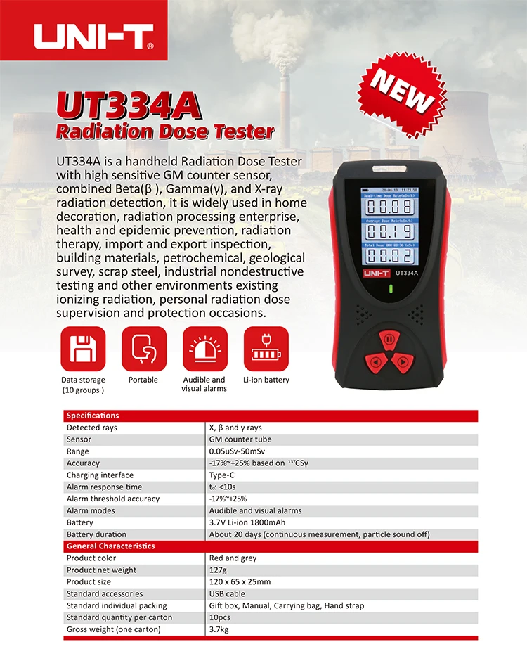 UNI-T UT334A Radiation Detector - Professional & Reliable