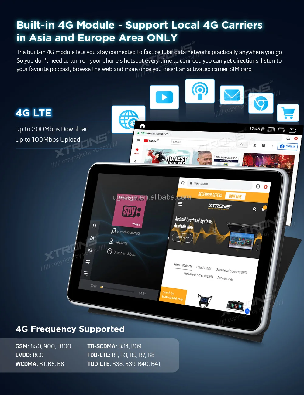 Xtrons 9" Android 12 Car Stereo With Cp Aa 4g Lte Car Android Screen ...