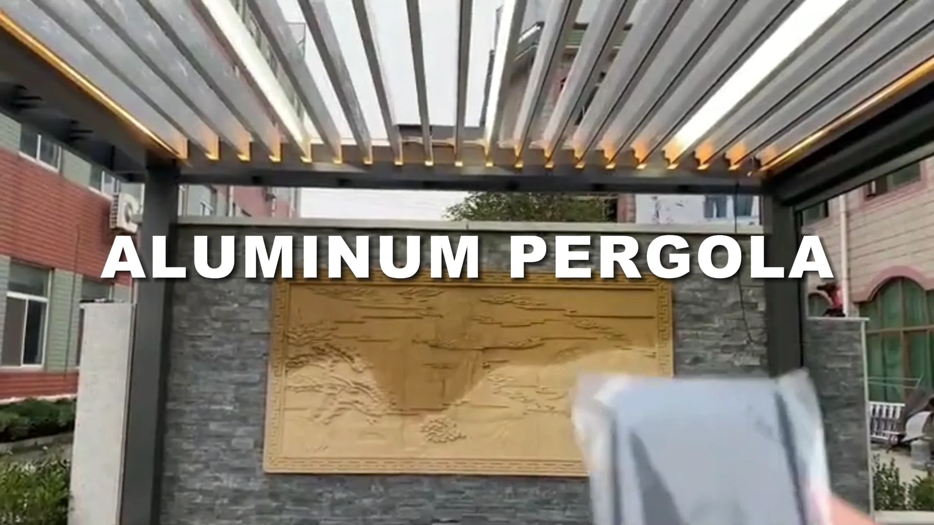 Motorized Garden Shed Bioclimatic Pergola Louvered Arched Roof Remote ...