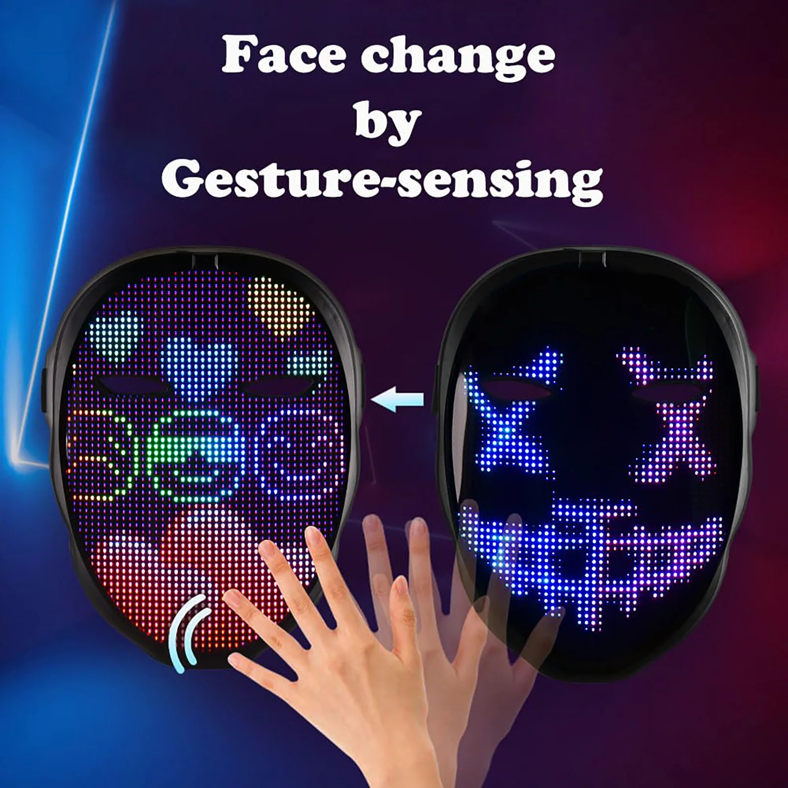 LED APP Programmable Lighting Festival Face Maskss Gesture Sensing ...