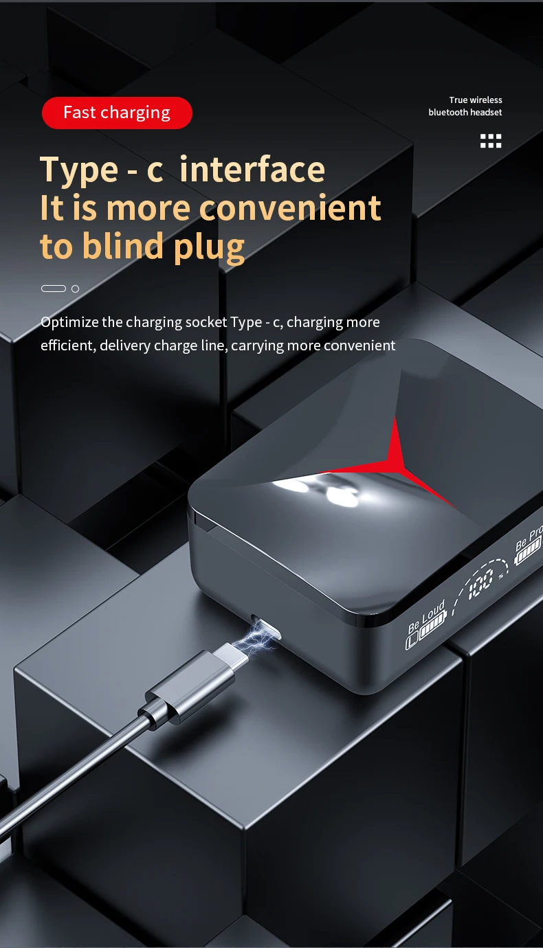 M90 Pro TWS Stereo Earbuds - Gaming Headphones with LED