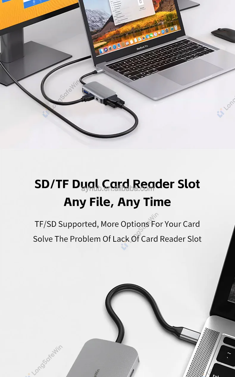 Multi Ports Docking Station Vga Converter 7 In 1 Adapter Type C 3.0 Usb Hub With Sd/tf Power ...