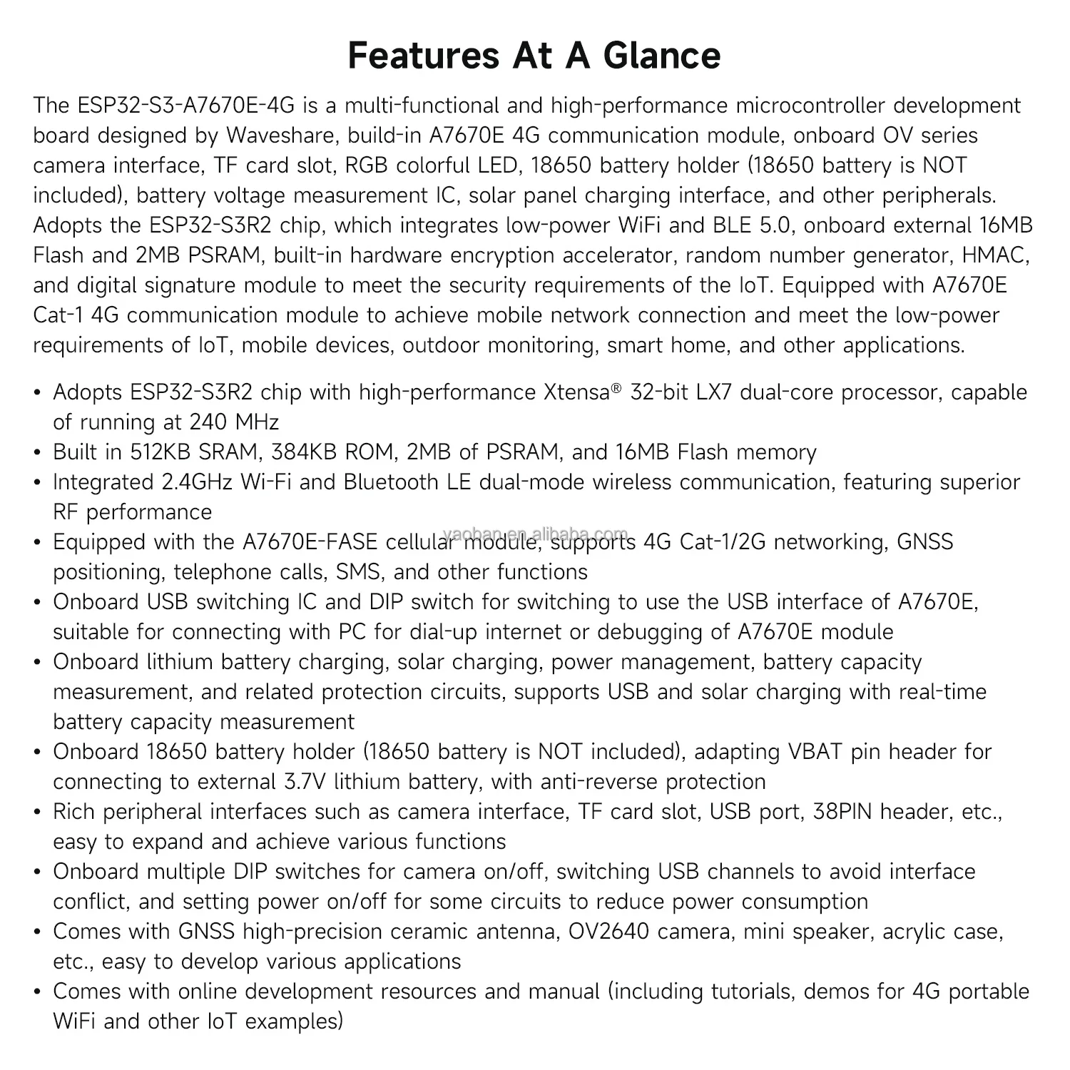 Waveshareesp32-s3 A7670e 4g Development Board,Lte Cat-1 / 2g / Wifi ...
