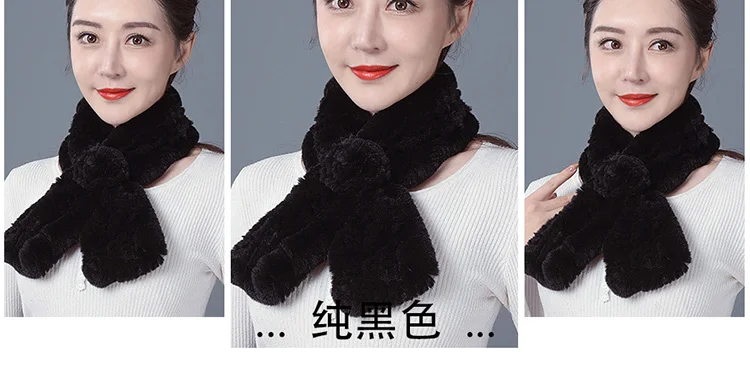 Real Rex Rabbit Fur Ring Scarves Warm Soft Women Genuine Rex Rabbit Fur ...