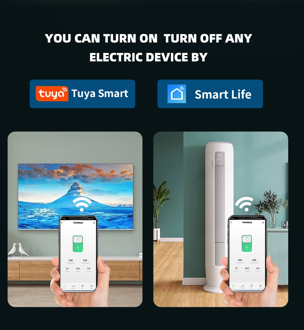 SmartLife WIFI MCB Smart Electric Meter Kwh 63A 110V/220V Breaker Mini Voltage Protector Wifi ...