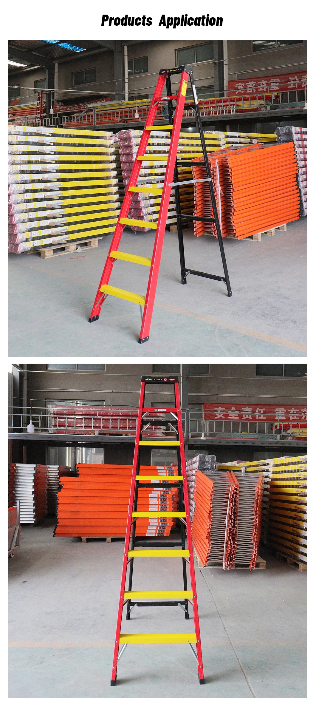 Insulation Foldable Fiberglass Step Ladder Adjustable 6 Foot 8 Foot 10 ...