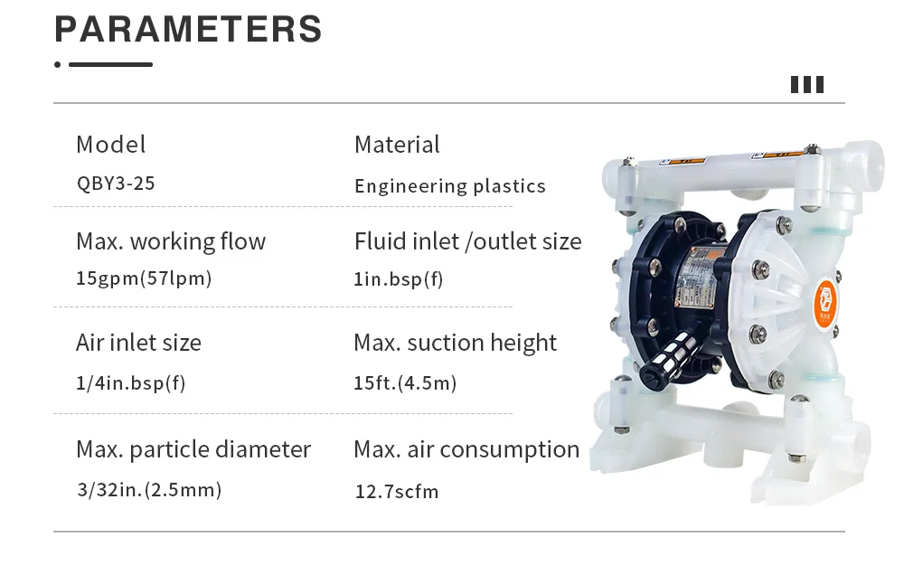 GODO QBY3-25S Industrial Pneumatic Diaphragm Pump