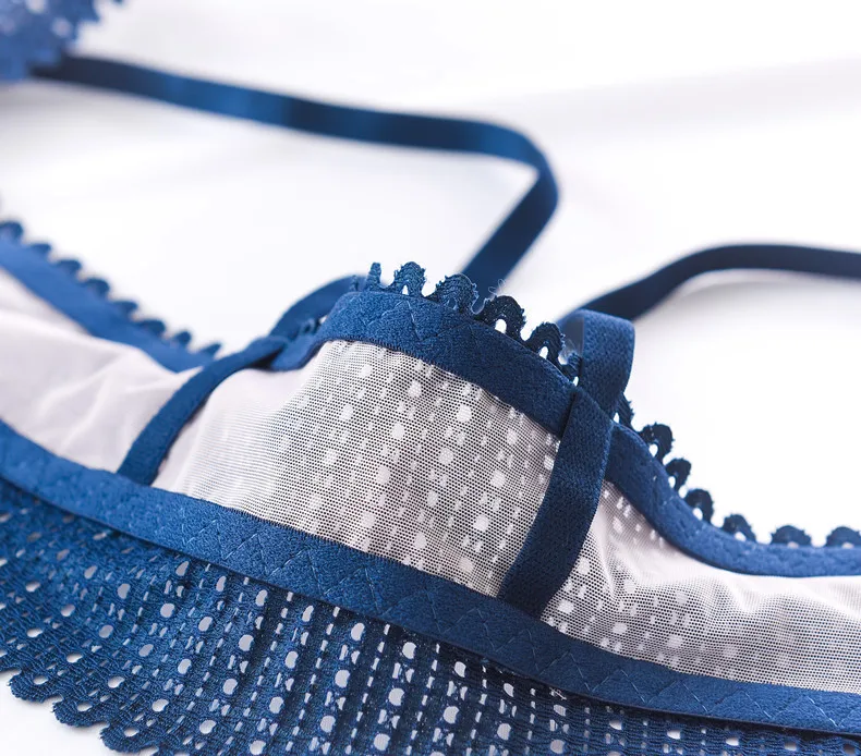 French Style Comfortable Triangle Cup Wireless Junior Bra Set Front ...