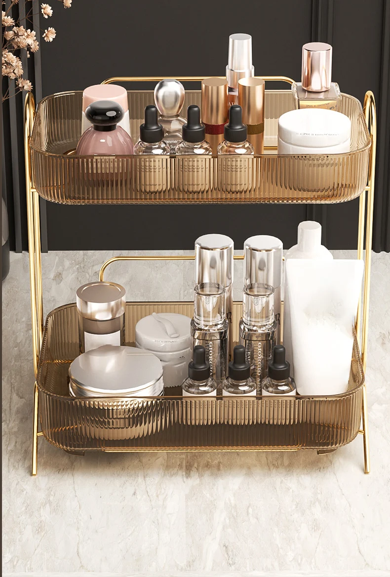 New 2 Tiers Clear Desktop Storage Shelf Stand Skincare Organizer Holder ...