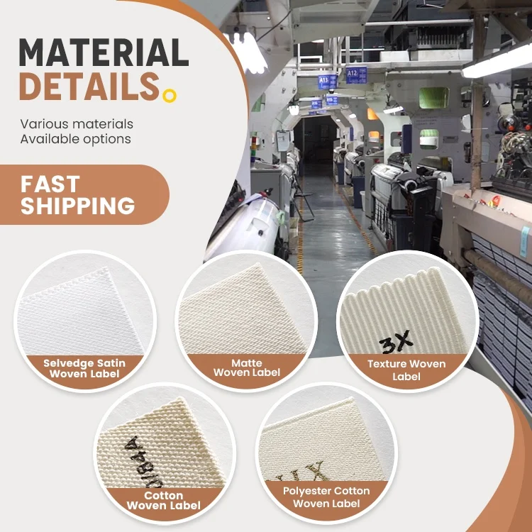 Custom Woven Printing Label - Durable Satin Fabric Labels