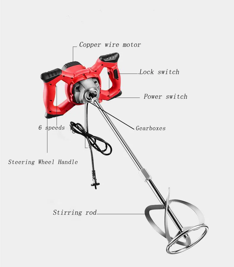 Electric Hand Mixer Motor Cement Concrete Multifunction Industrial ...