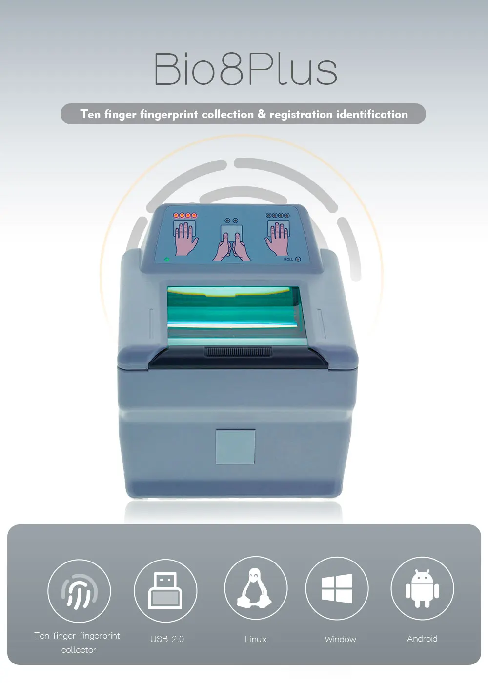 Hfsecurity Bio8plus Useful Optical 10 Fingers Usb Fingerprint Reader ...