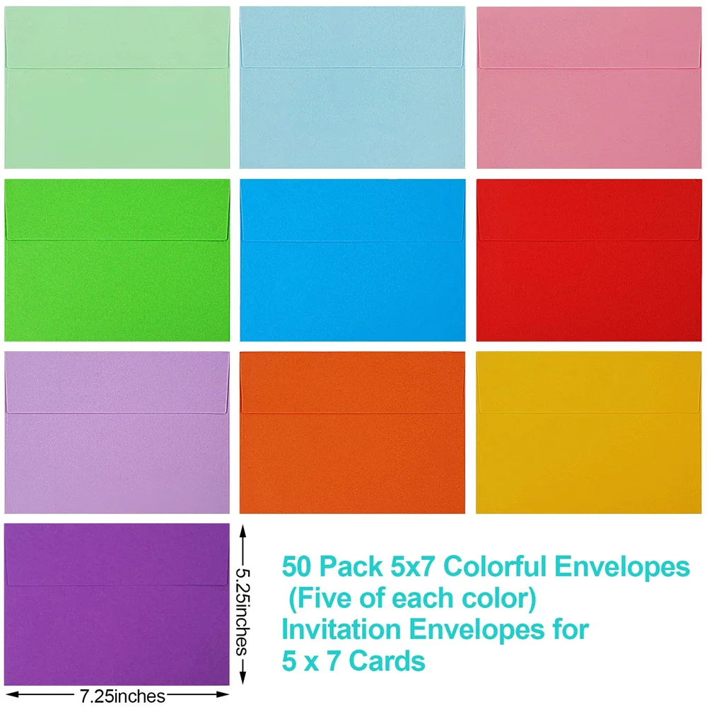 Custom Colored 5x7 Card Envelope Self-Seal A7 Envelopes