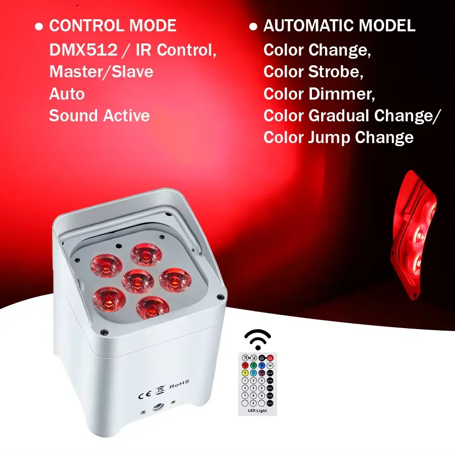 6x18w Battery Operated Uplights LED Par Light RGBWA UV 6in1 DJ Wedding ...