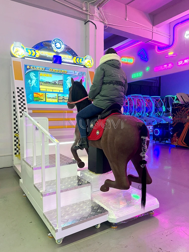 Amusement Park Carnival Electric Coin Operated Golden Sport Royal Horse ...