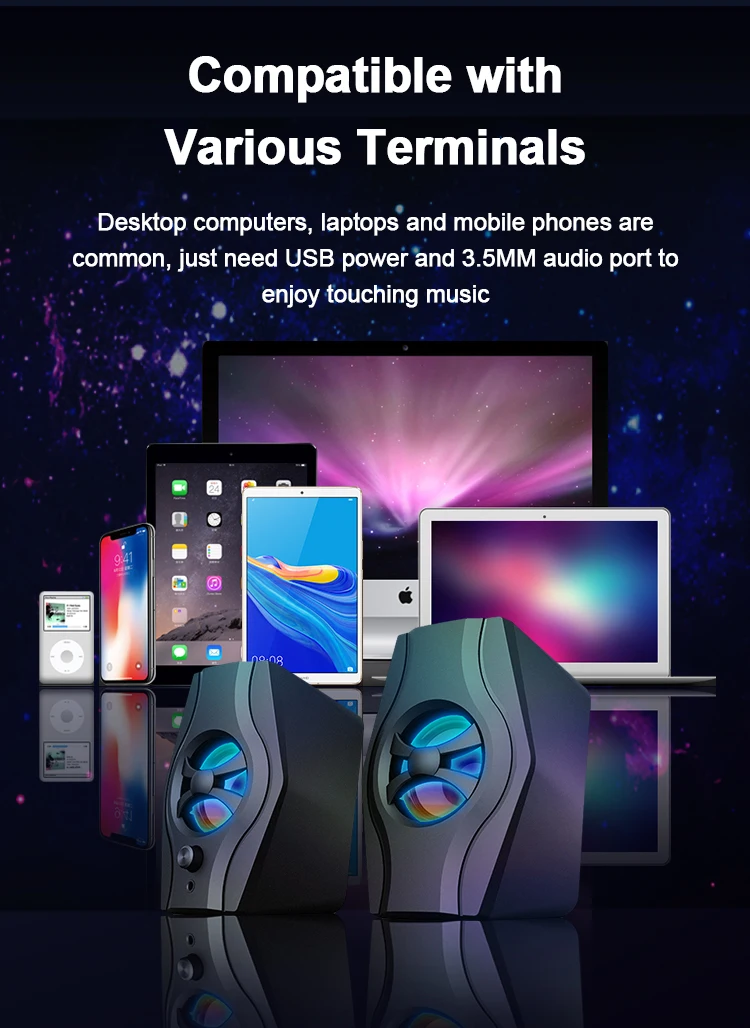 Usb Pc Powered Desktop Sound Box Rgb Speakers Portable Mini Active Bass ...