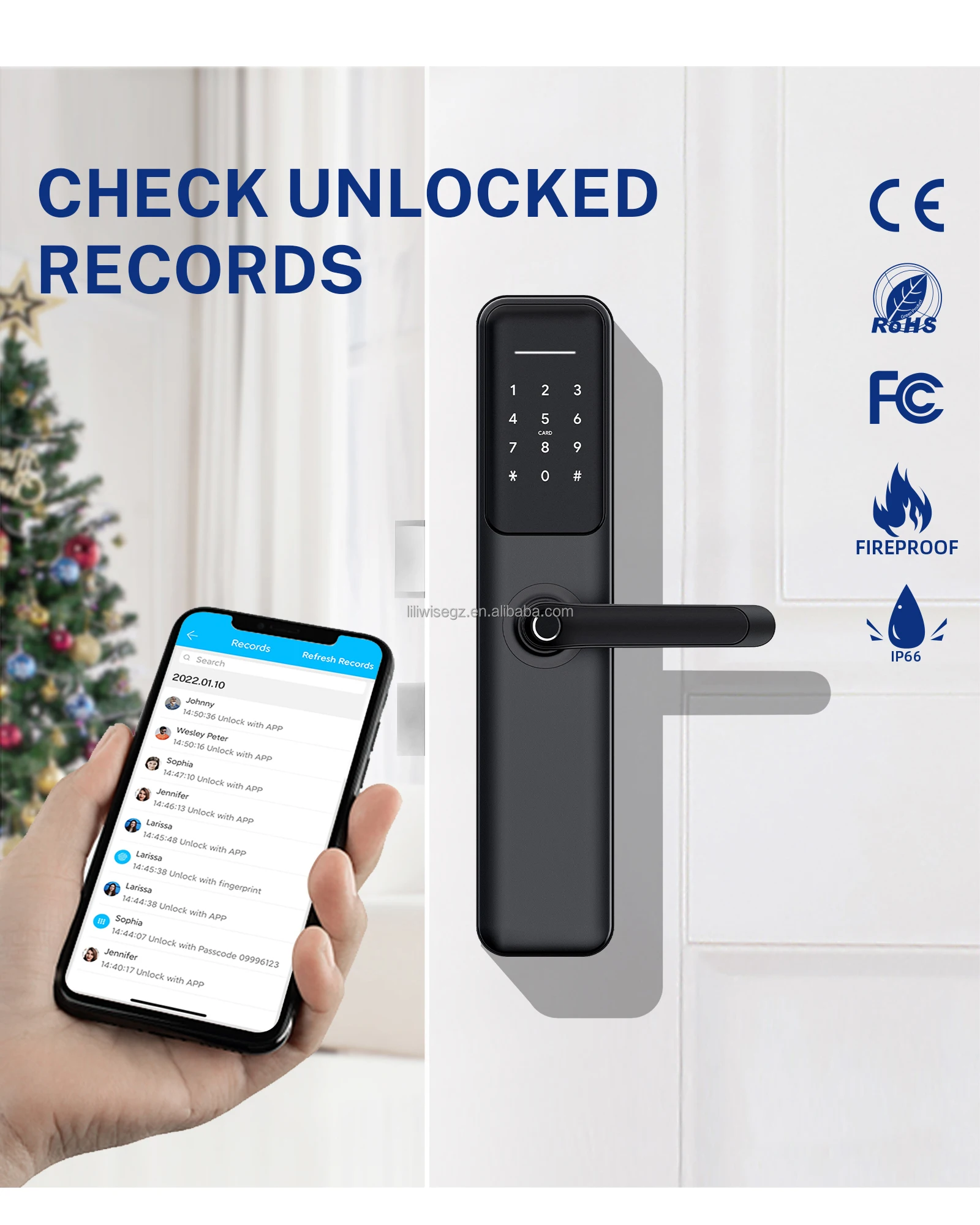 Liliwise Smart Electric Digital Door Lock - Waterproof & Secure