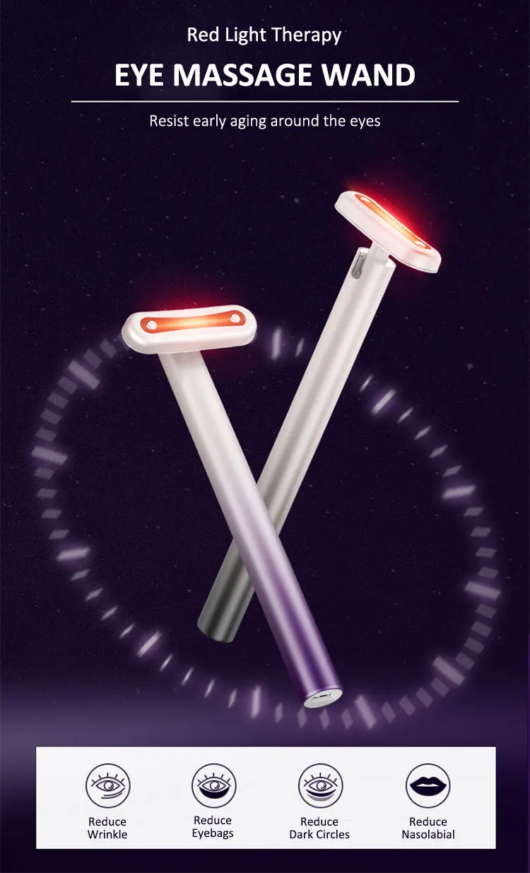 Rechargeable Ems 4 In 1 Multifunction Microcurrent Beauty Wand Red Light Therapy Facial Beauty