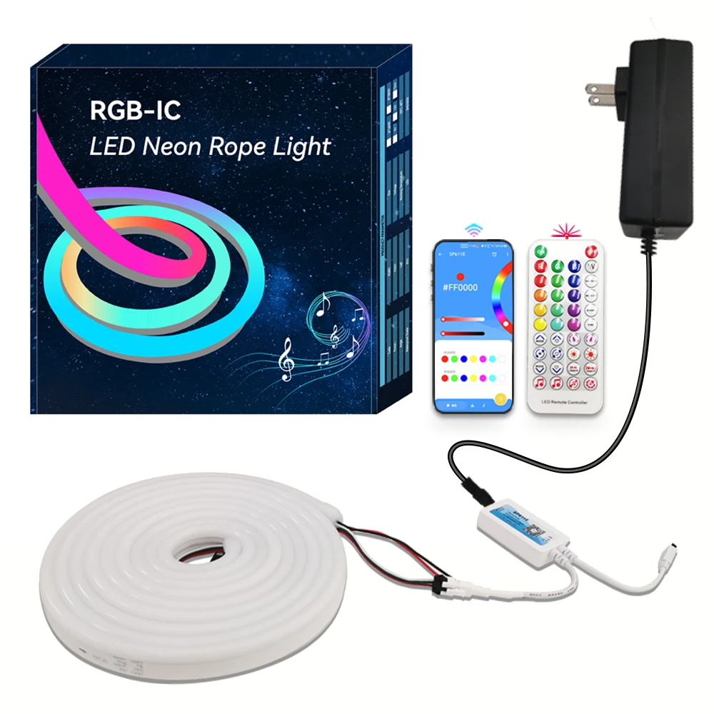 RGBIC Pixel Neon Silicone Flexible Rope Light 24V - LED RGB Neon Strip ...