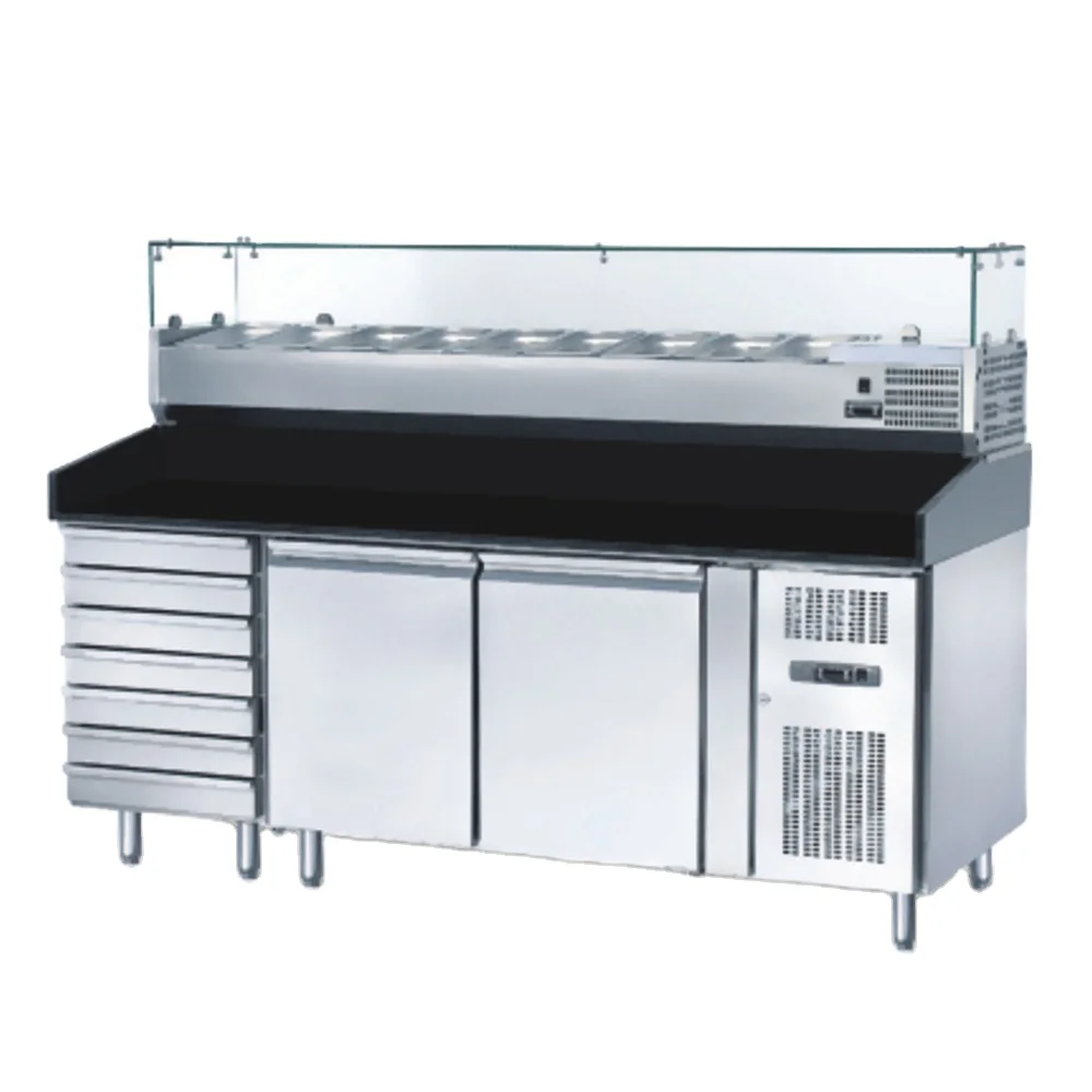 Commercial Kitchen Restaurant Pizza Chiller Refrigerated Work Table ...