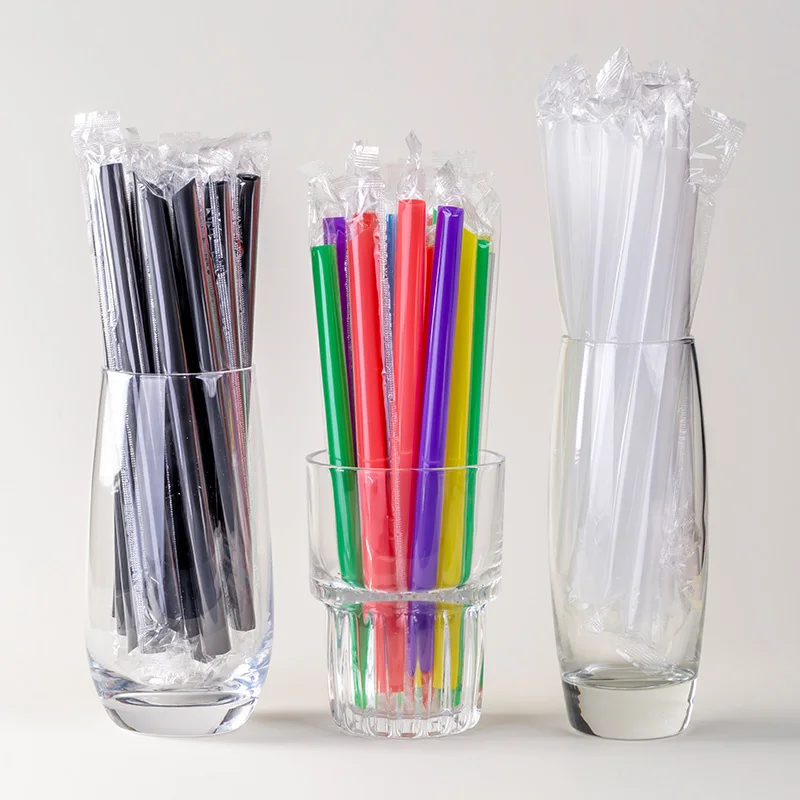 50 Disposable Plastic Straight Drinking Straws Individually Packaged ...