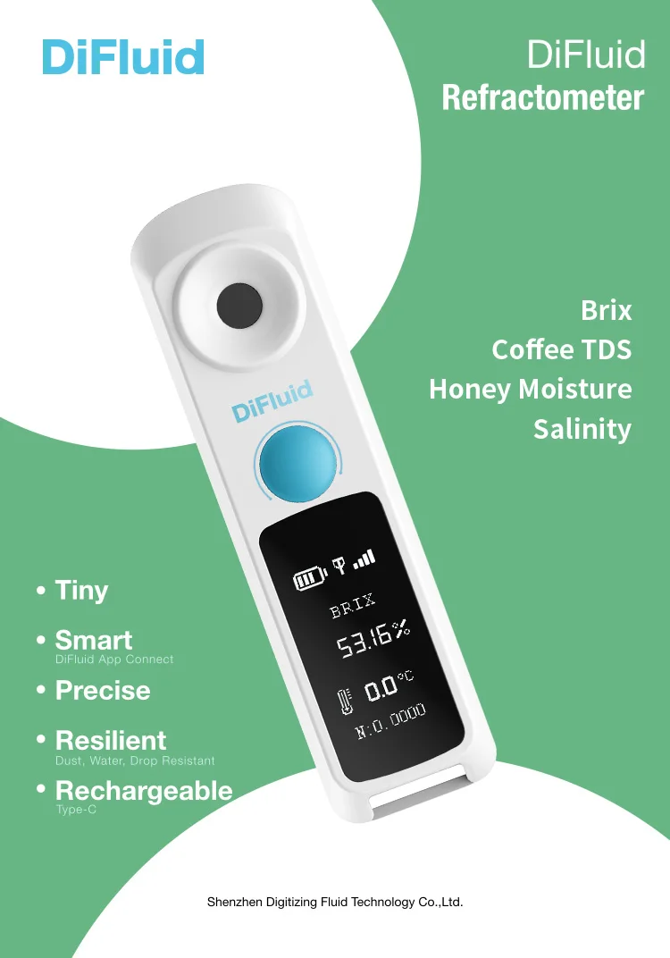 Difluid Sugar Refractometers 0-55% For Milk Of Cow With Atc Refractive ...