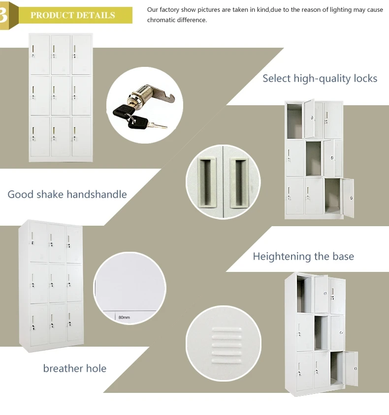 Vertical 9 Door School Mobile Student Locker Wardrobe With Key Large ...