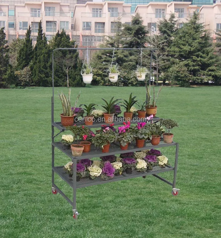 Tri-Step Display Bench With Purlin, Garden Plant Display Racks ...