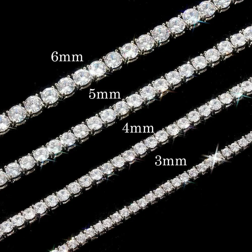 7 Colorful Blue Iced Out Tennis Chain Bling VVSmoissanite Diamond 4mm ...