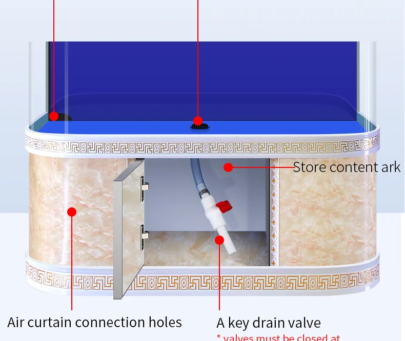 Top Filter Curved Corner Round Ultra White Fiberglass Fish Tank