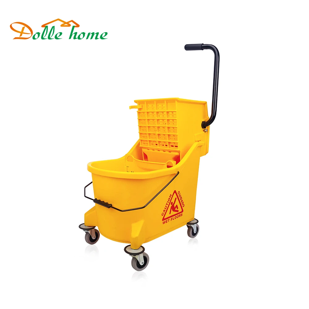 Plastic wringer cleaning mop drainer bucket and wringer set with wheels ...