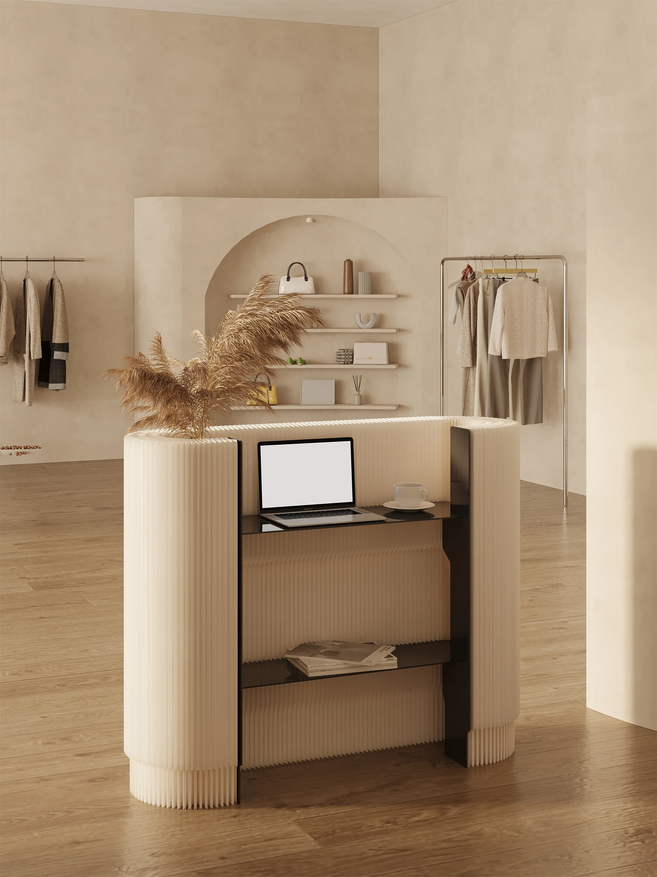 Ihpaper Eco-friendly White Roundabout Reception Desk & Rotatable ...